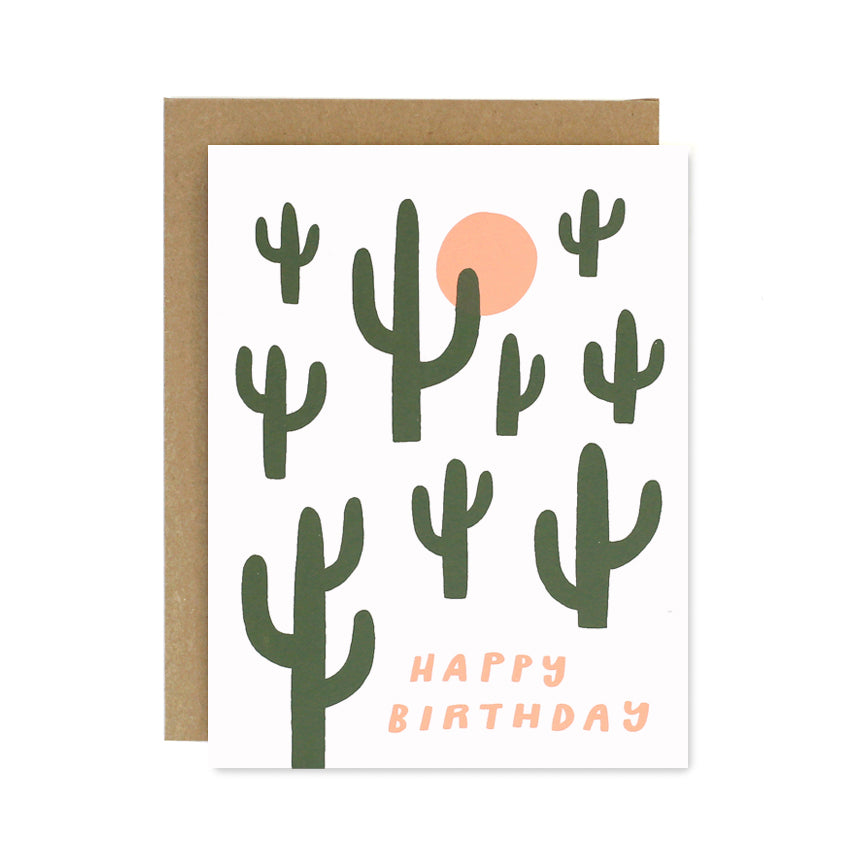 Cactus Birthday Screen Printed Card – Worthwhile Paper