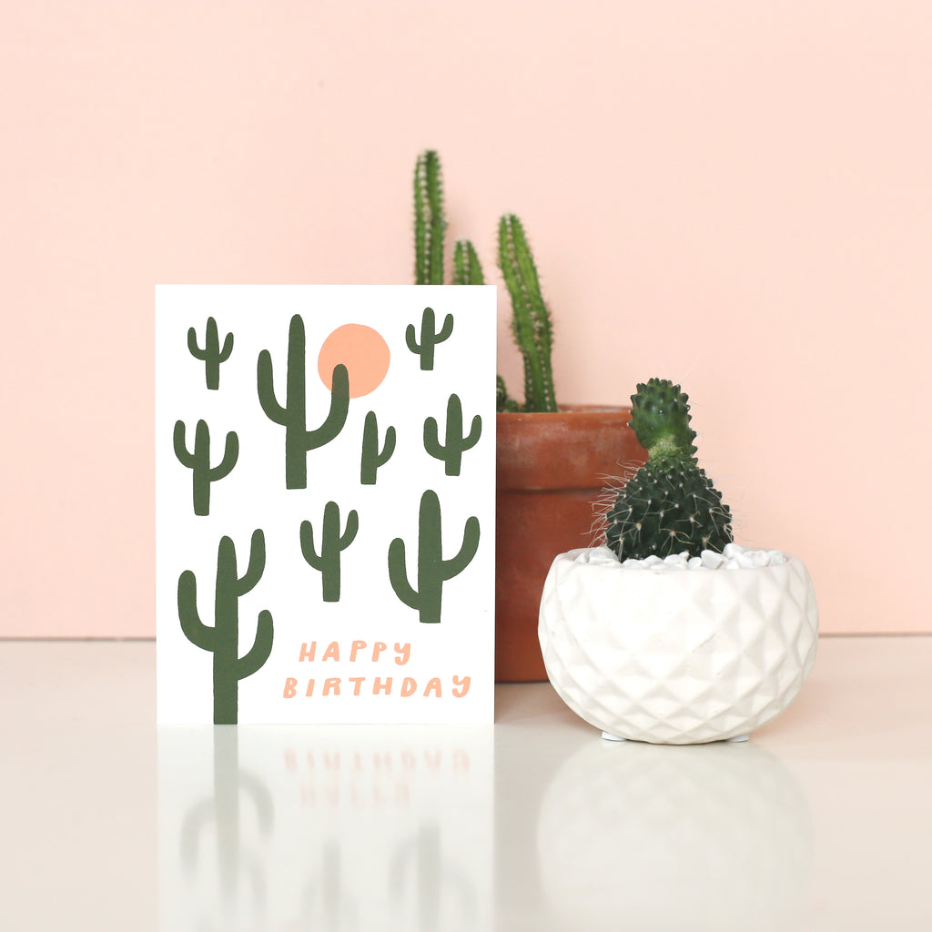 Cactus Birthday Screen Printed Card – Worthwhile Paper