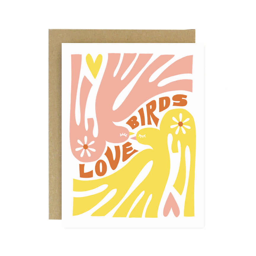 Love Birds Screen Printed Card – Worthwhile Paper