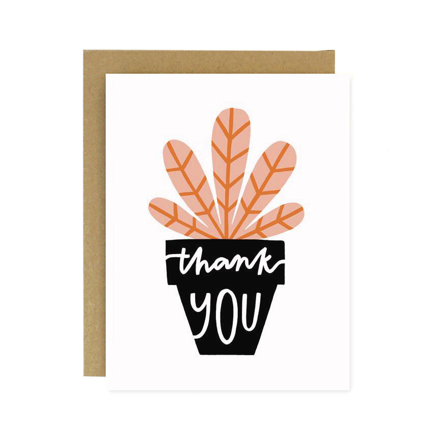 Thank You Potted Plant Screen Printed Card – Worthwhile Paper