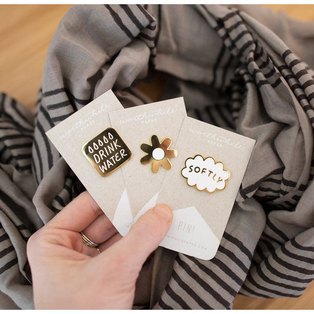 Drink Water Enamel Pin – Worthwhile Paper